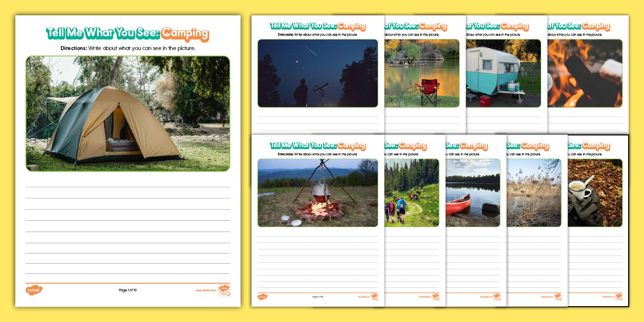 Tell Me What You See: Camping Photo Writing Prompts - Twinkl