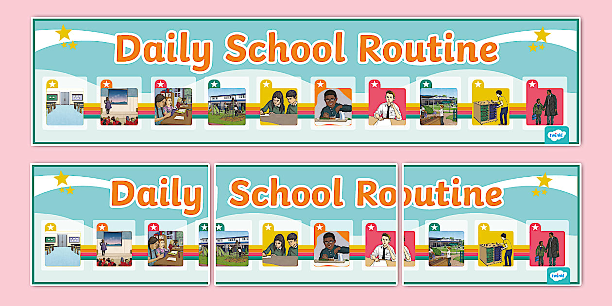 Daily School Routine Display Banner (Teacher-Made) - Twinkl