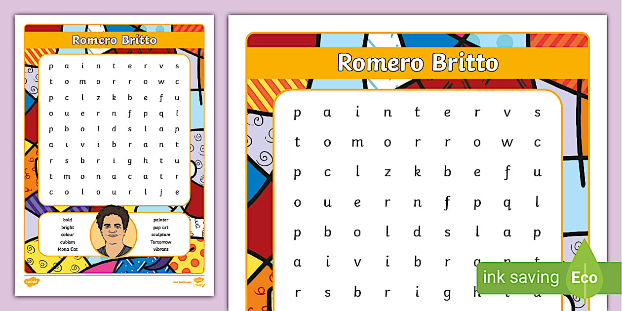 Romero Britto Word Search (teacher made) - Twinkl