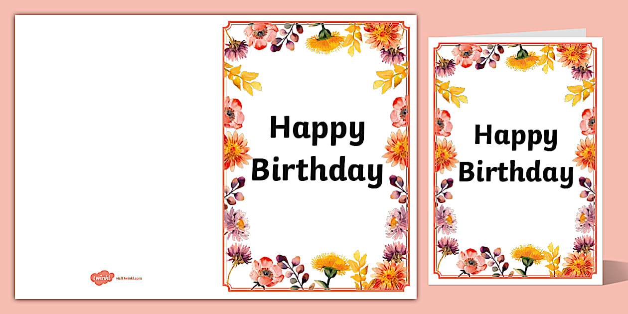 Editable Wildflower Botanical Themed Birthday Card - Twinkl