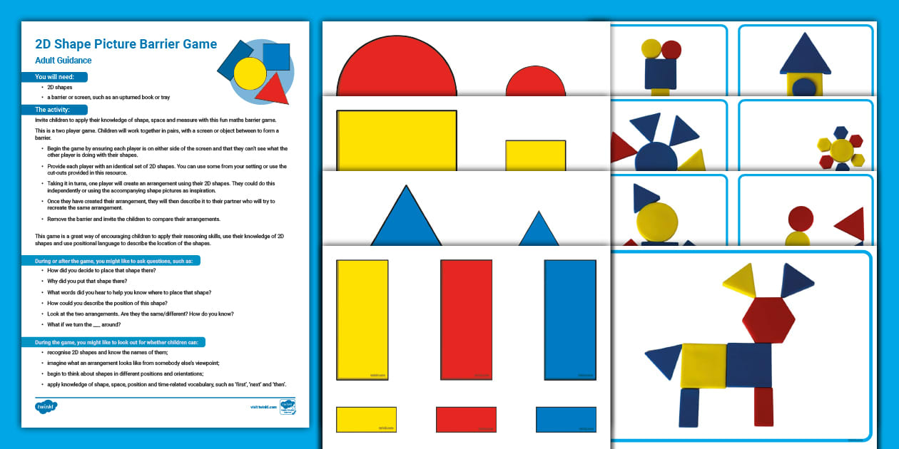 👉 2D Shape Picture Barrier Game | Twinkl | Maths | EYFS
