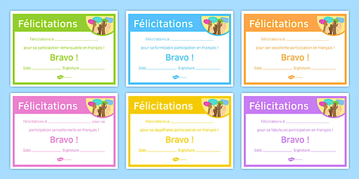 French End of Year Contribution Award Certificate-French