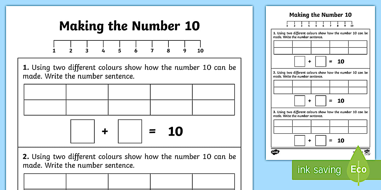 Ways of Making 10 Worksheet / Worksheet - Primary Resources