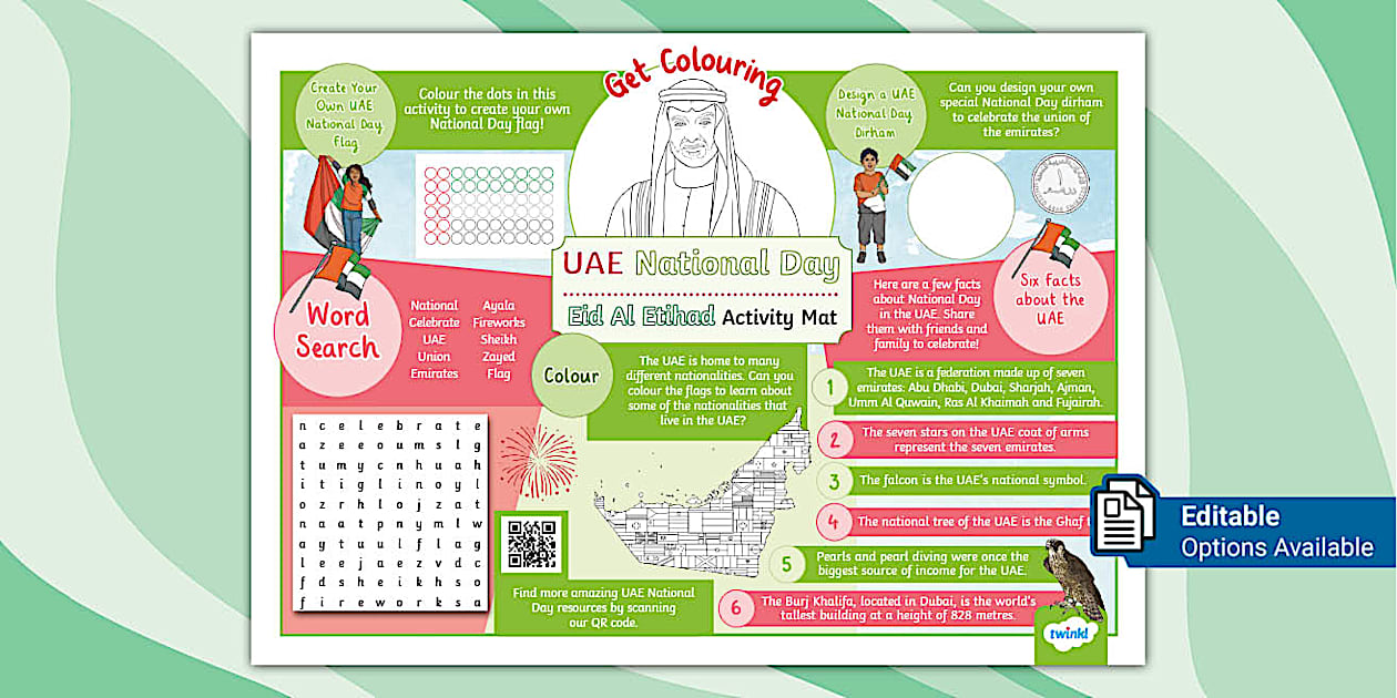 UAE National Day Eid Al Etihad Activity Mat - Twinkl