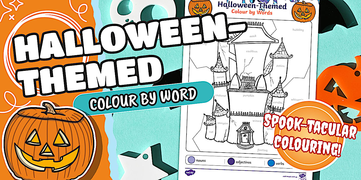 Halloween-Themed Colour by Word Class Worksheet