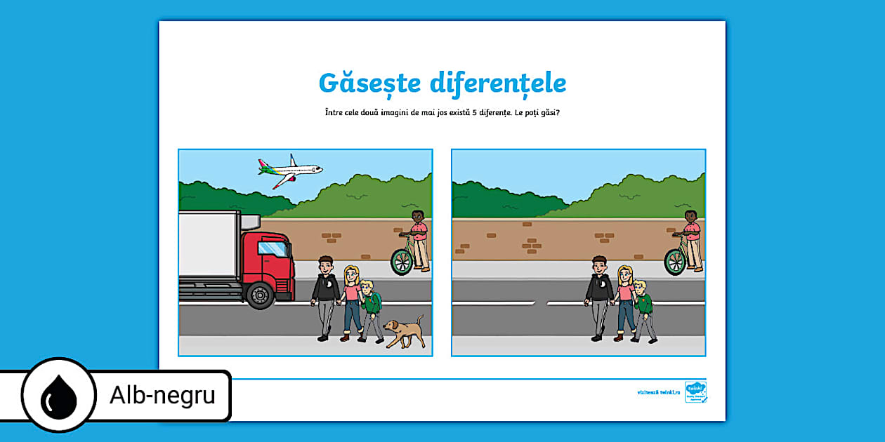 La plimbare cu mașina – Găsește diferențele - Twinkl