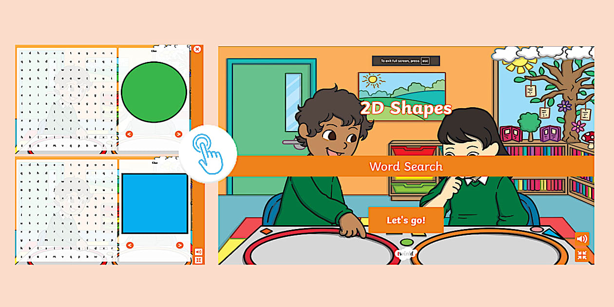 👉 2D Shapes Find the Answer Interactive Word Search - Twinkl