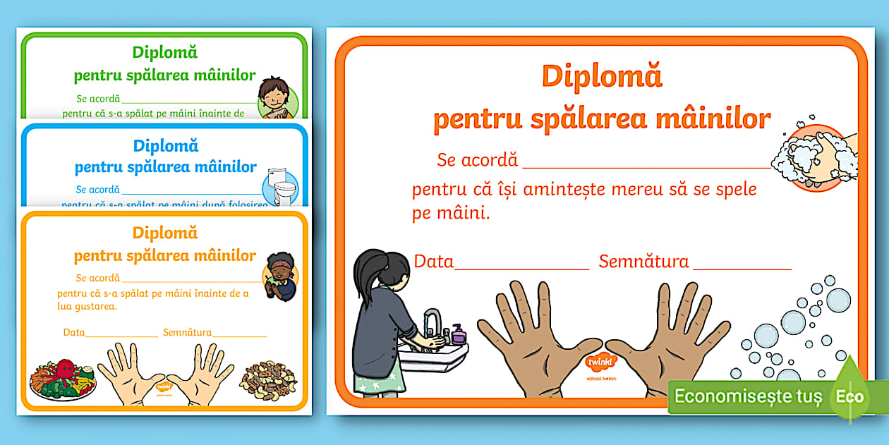 Diplome pentru spălarea mâinilor (teacher made) - Twinkl
