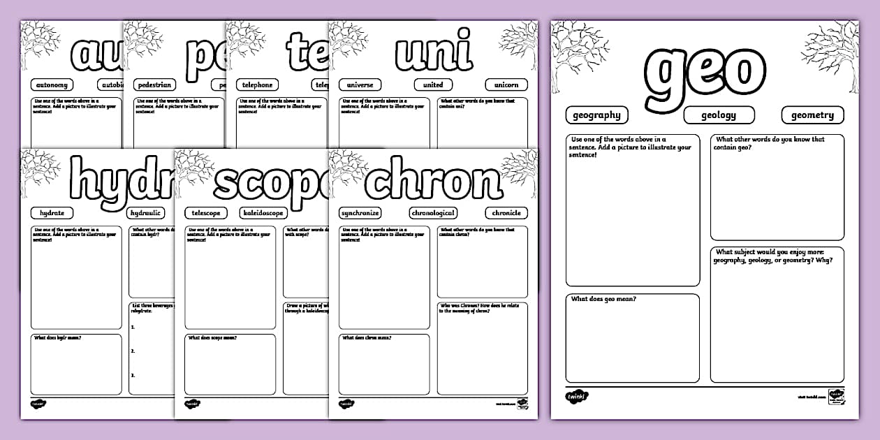 Seventh Grade Greek and Latin Roots Practice Worksheet