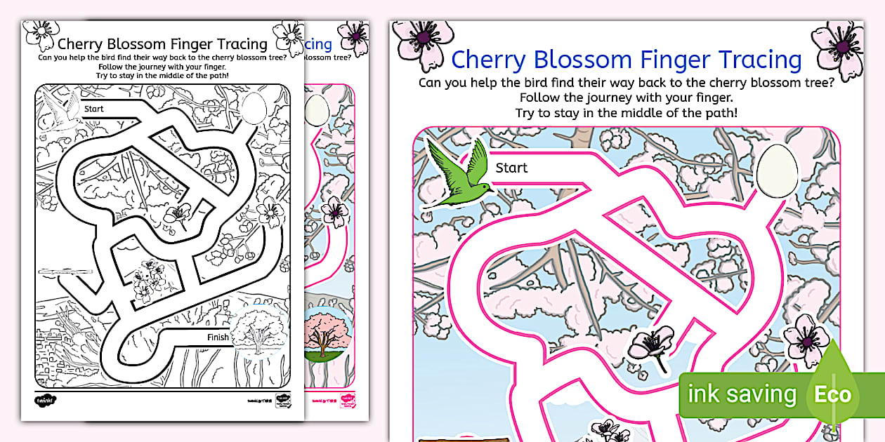 Cherry Blossom Finger Tracing Activity (teacher made)