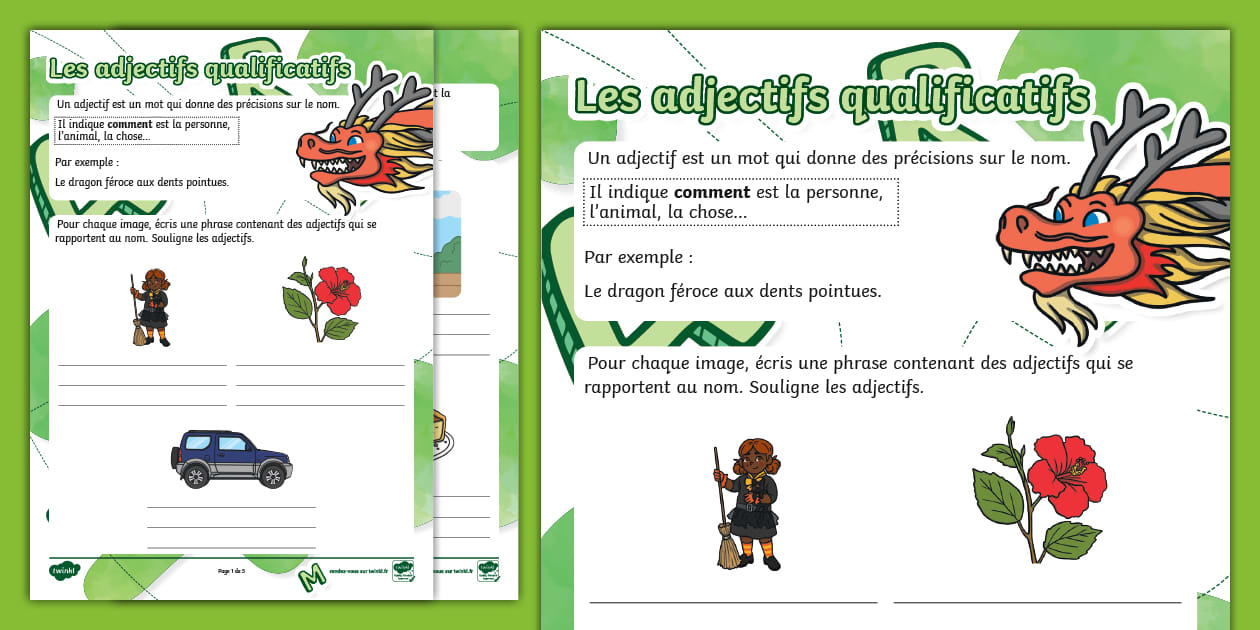 * NEW * Livret d'activités sur les adjectifs qualificatifs