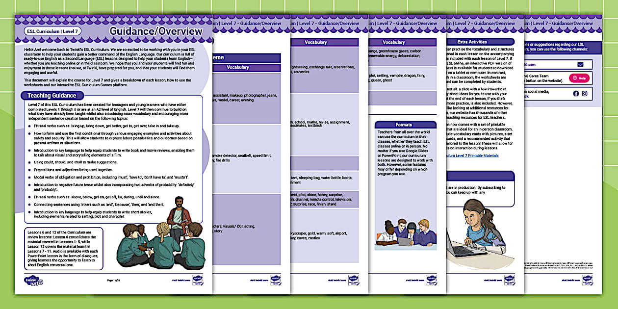 ESL Curriculum Level 7 Guidance/Overview (Teacher-Made)