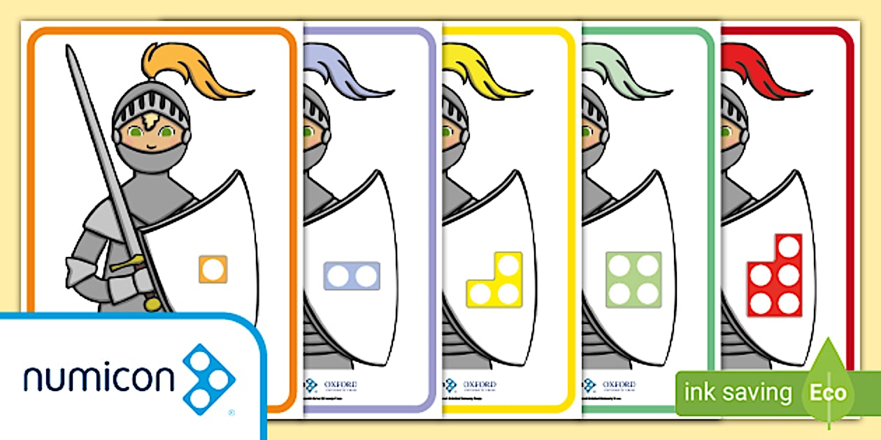 Numicon Shape Knights to 10 Posters - EYFS KS1 Maths Primary