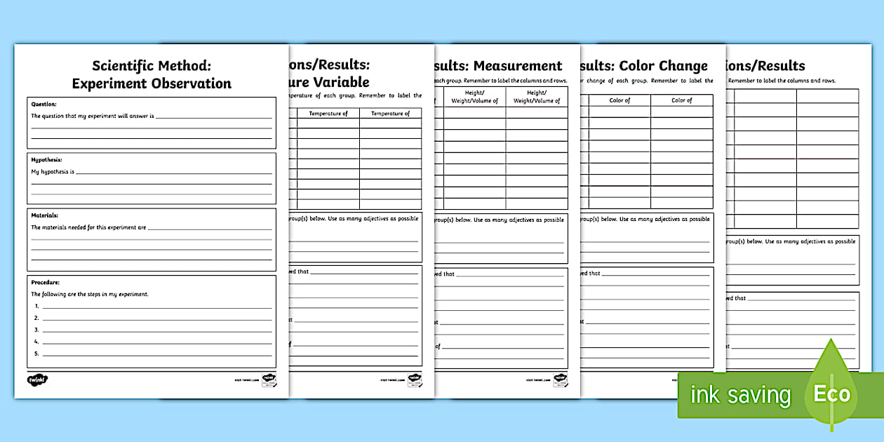 Scientific Method: Experiment Observation Writing Templates for 3rd-5th ...