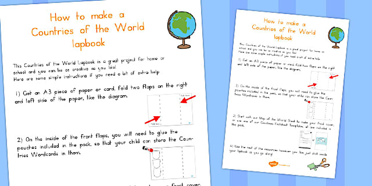 Black and White Countries of the World Lapbook Instructions