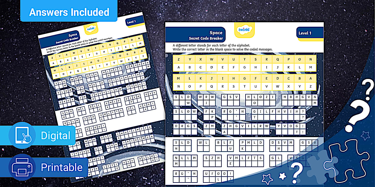 Space Secret Code Breaker - L1 - Twinkl - Kids Puzzles