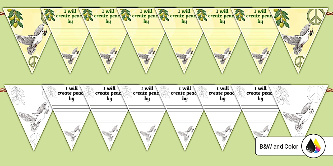 I Will Create Peace By...Peace Bunting (teacher made)
