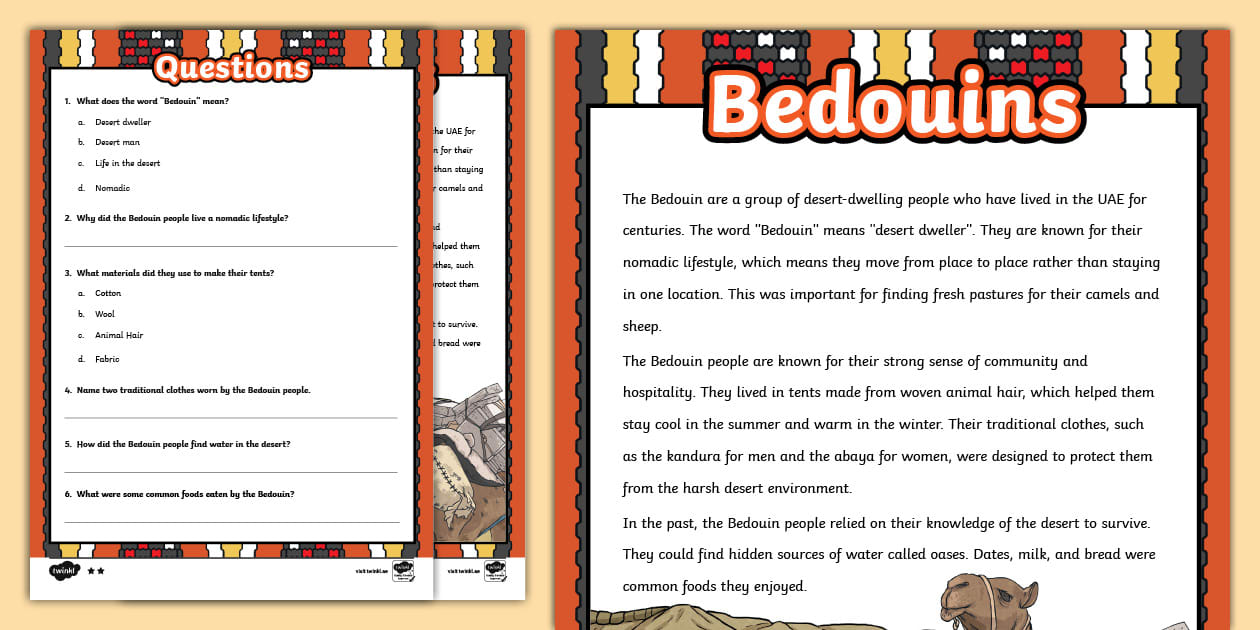 Bedouin Differentiated Reading Comprehension - Twinkl