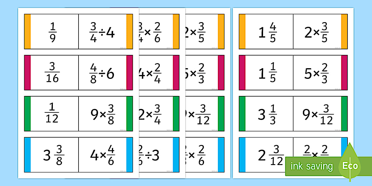 Black and White Year 6 Multiplication and Division with Fractions and Whole