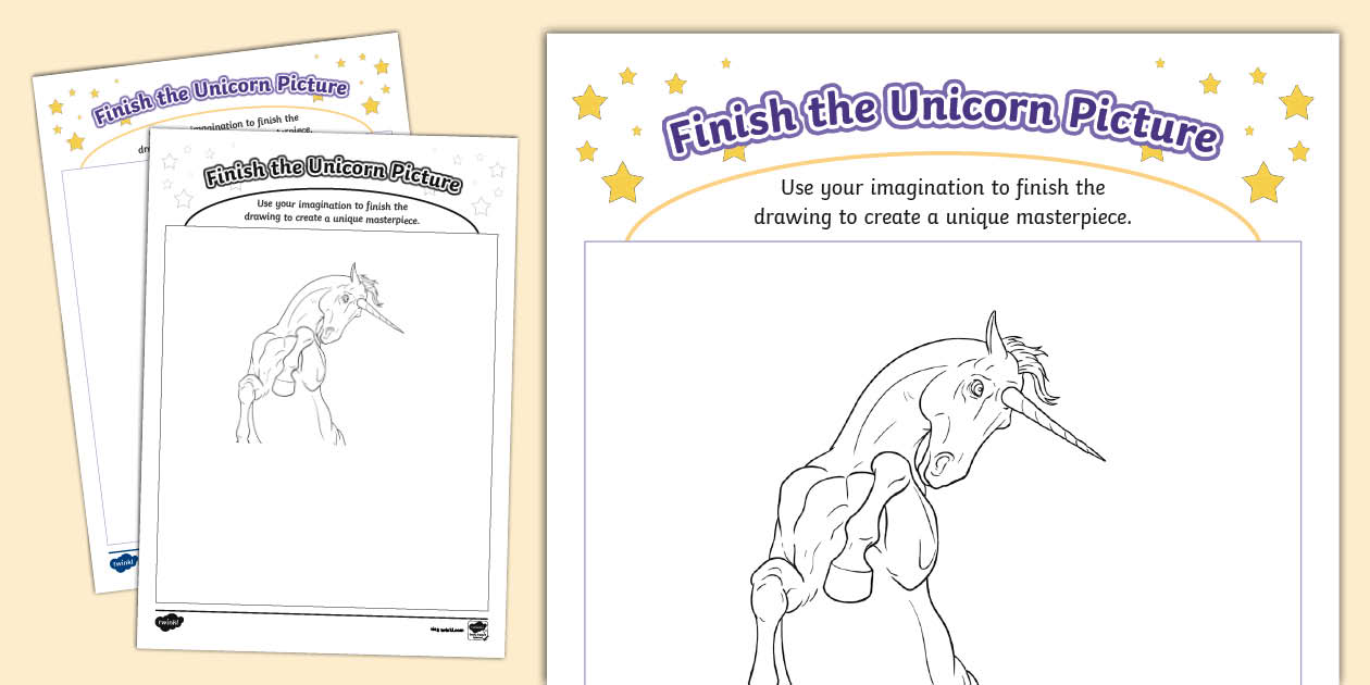 KS2 Finish the Unicorn Picture - Twinkl Art - Twinkl