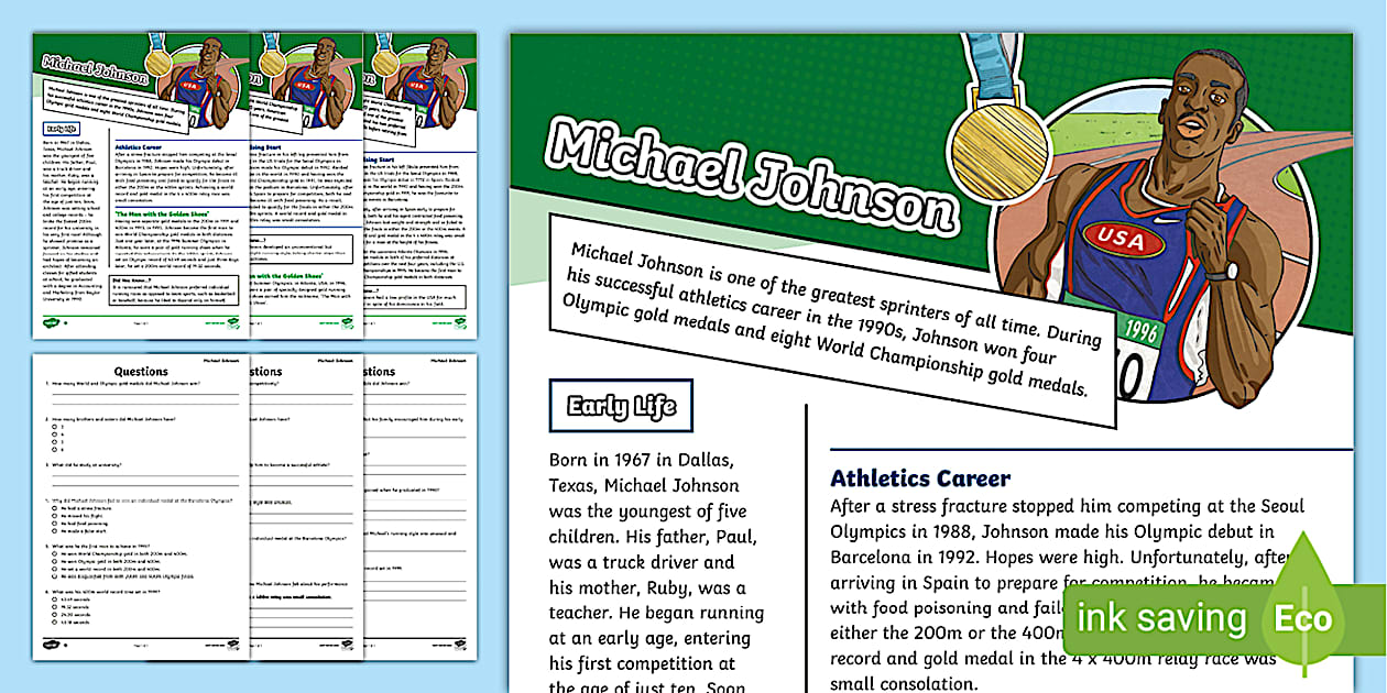 KS2 Michael Johnson Differentiated Reading Comprehension Activity
