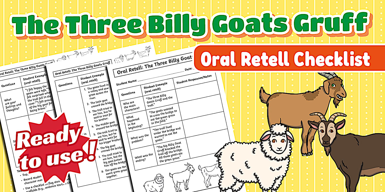 The Three Billy Goats Gruff Oral Retell Checklist