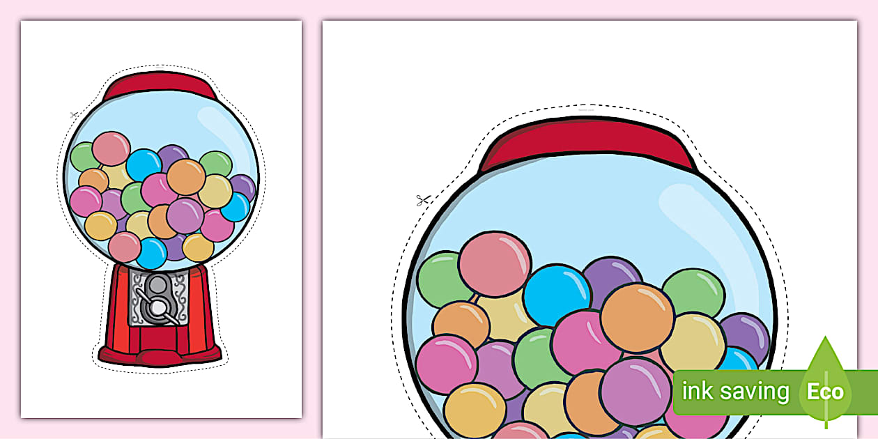 Gumball Machine Display Cut-Out, Gumball Machine - Twinkl