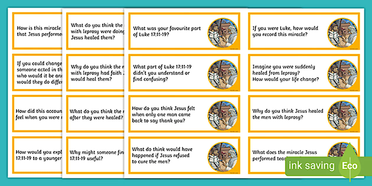 Jesus Heals Ten Men With Leprosy Question Cards - Twinkl