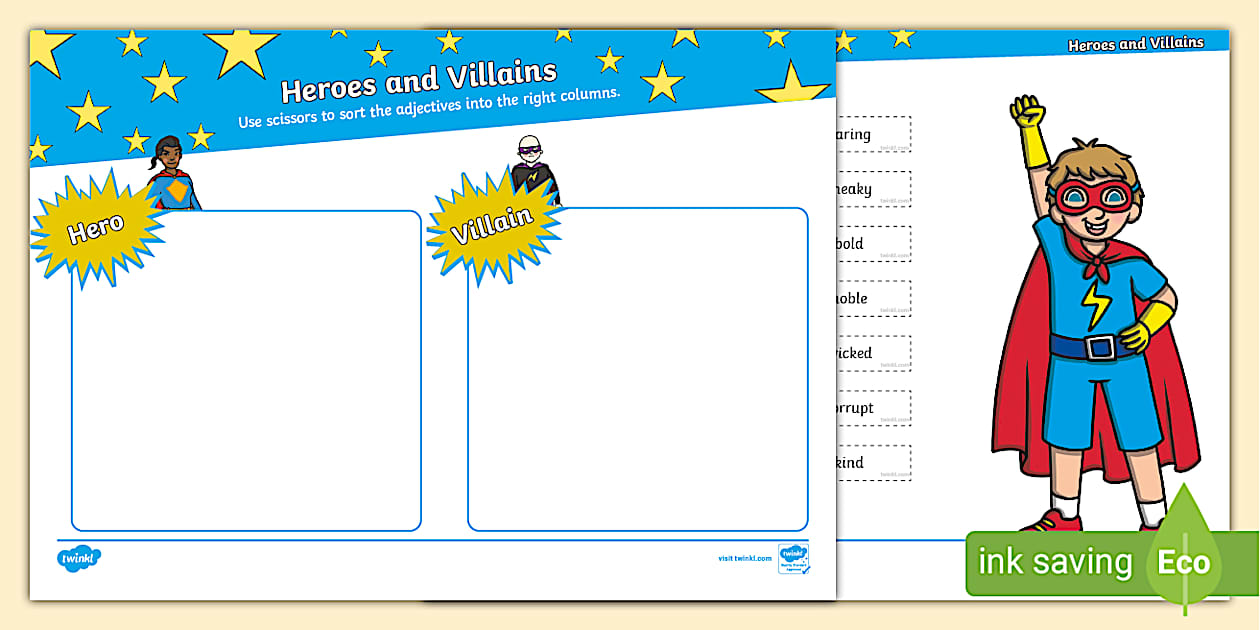 Heroes and Villains Sorting Activity (teacher made) - Twinkl