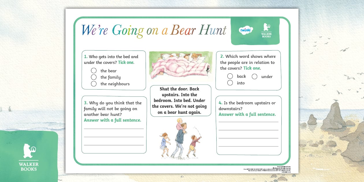 'We're Going on a Bear Hunt' Reading Comprehension Mat