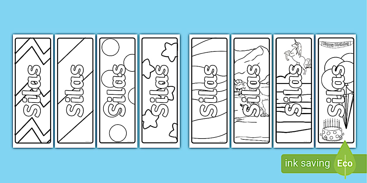 Silas Name Simple Colouring Bookmarks (teacher made)