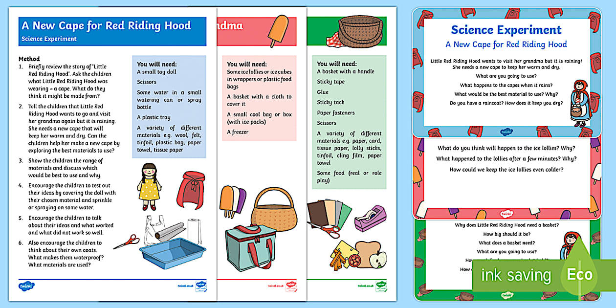Editable EYFS Little Red Riding Hood Science Experiments Resource Pack