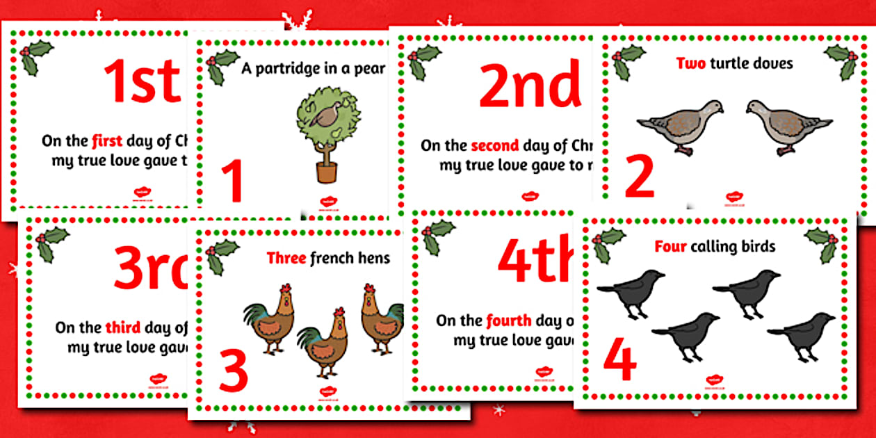 Twelve Days of Christmas List | Visual Aids | KS1 - Twinkl