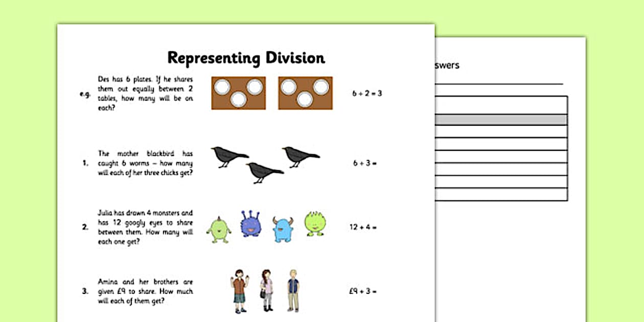 Representing Division Worksheet - Twinkl