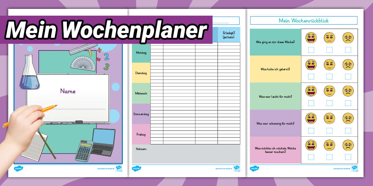 Vorlage für einen Wochenplan in der Grundschule