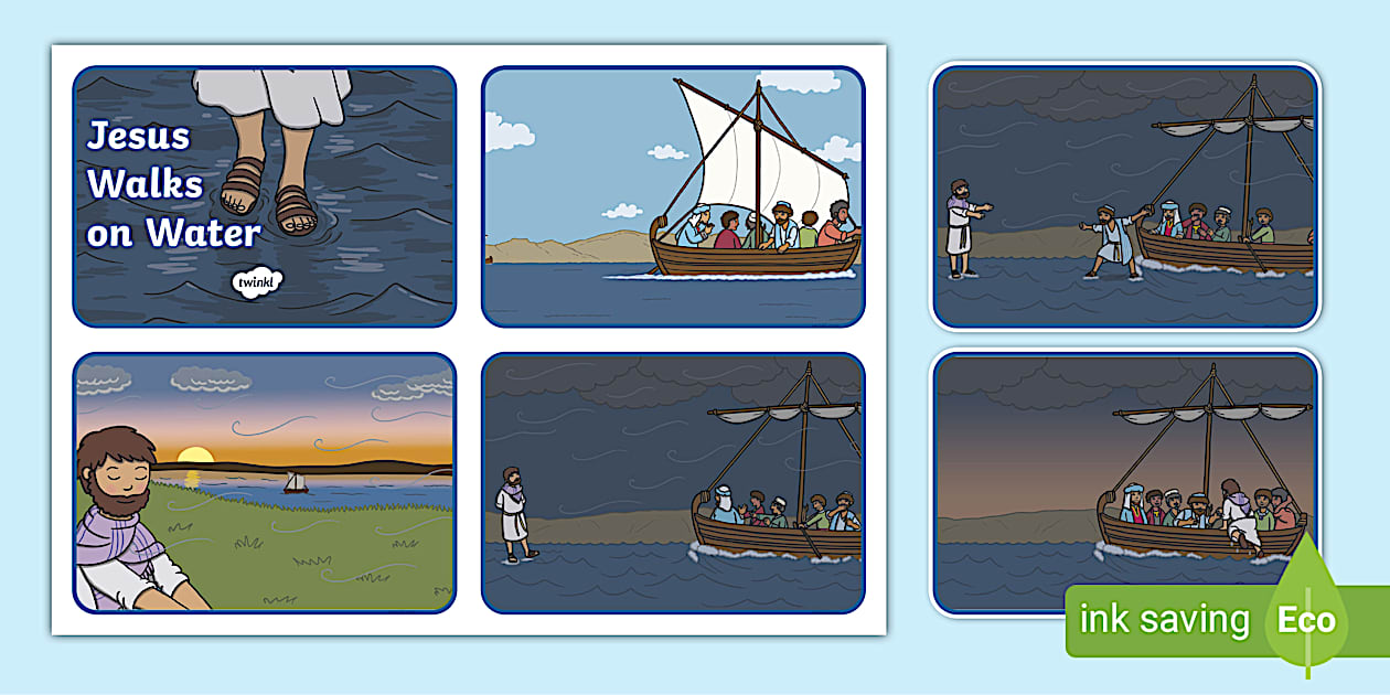 Jesus Walks on Water Bible Story Sequencing Cards