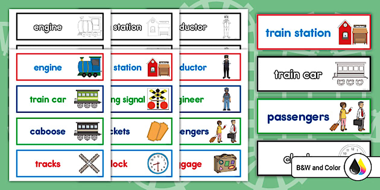 Train Station Dramatic Play Word Cards