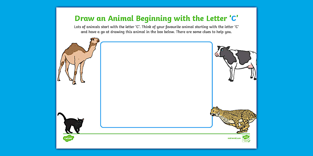Draw an Animal Beginning with Letter 'C' Activity