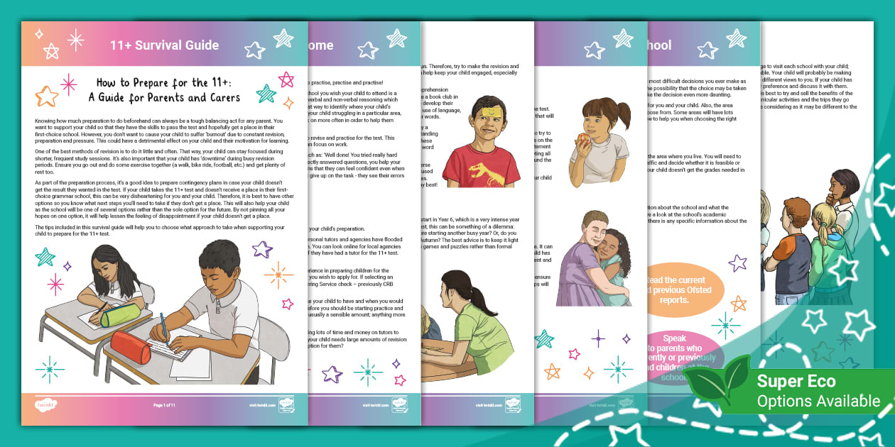11+ Survival Guide for Parents/Carers Guide (teacher made)