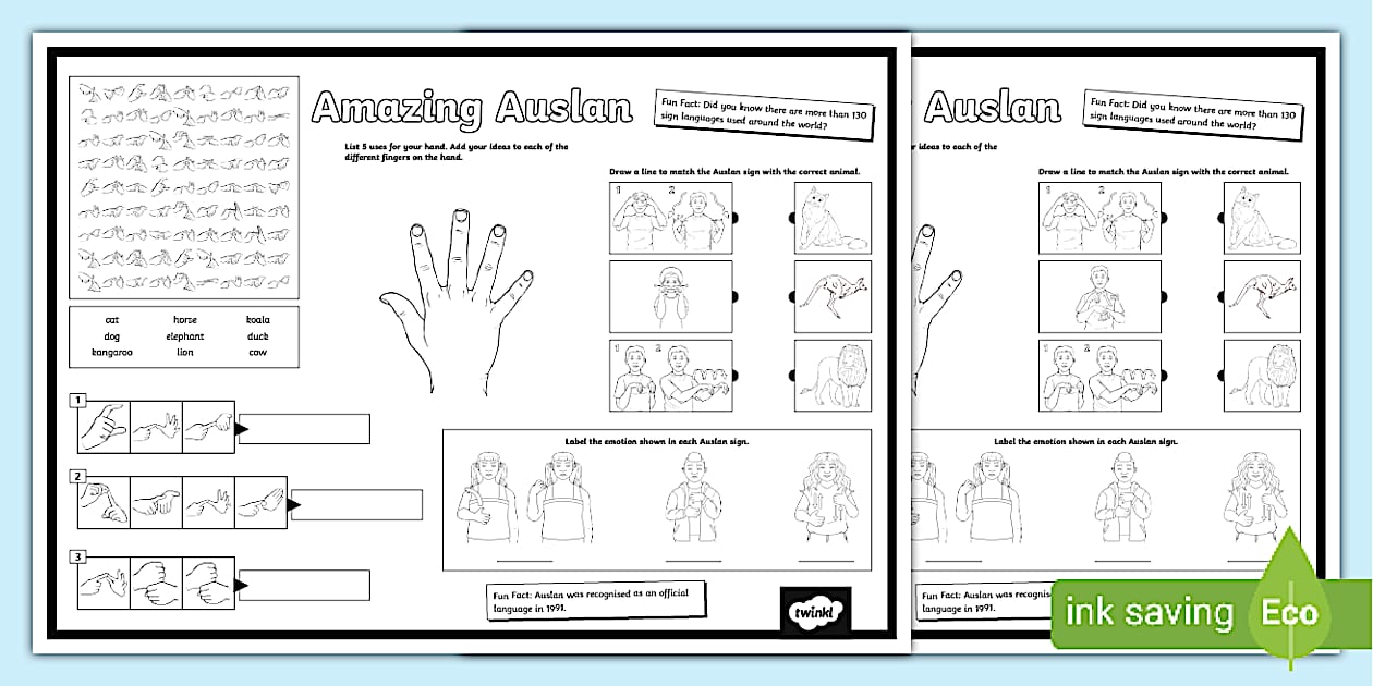 Auslan Activity Mats (teacher made) - Twinkl
