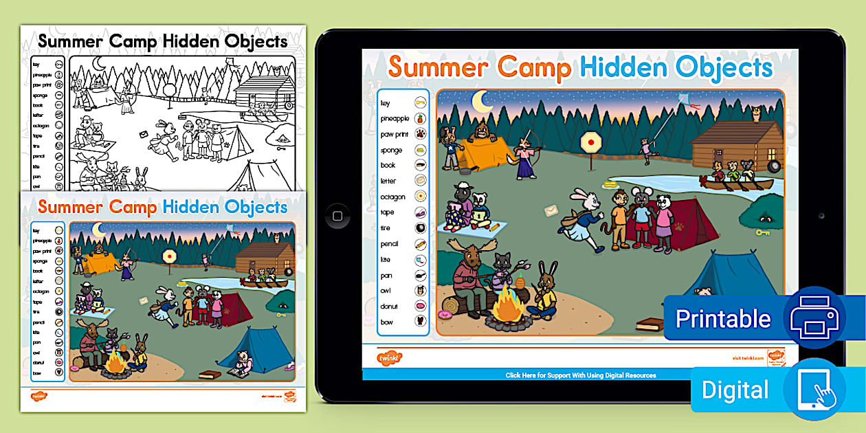 Summer Camp Hidden Objects Activity (teacher made) - Twinkl
