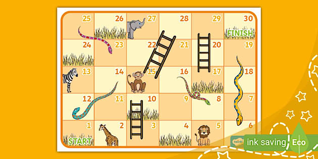 Zoo Animals Snakes and Ladders (teacher made) - Twinkl