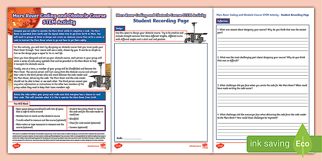 Mars Rover Coding and Obstacle Course STEM Activity - Twinkl