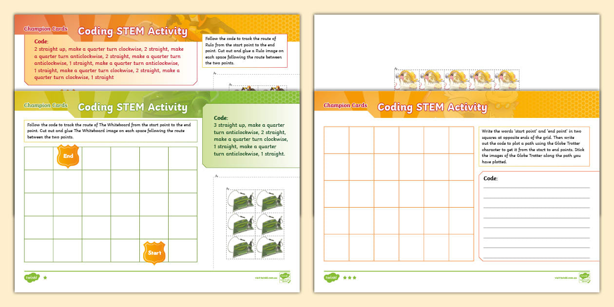 Champion Cards Coding STEM Activity 3-6 - Twinkl