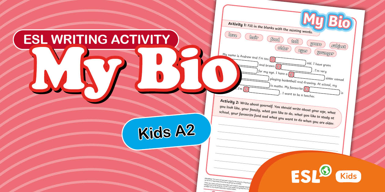 ESL My Bio Writing Activity for Kids