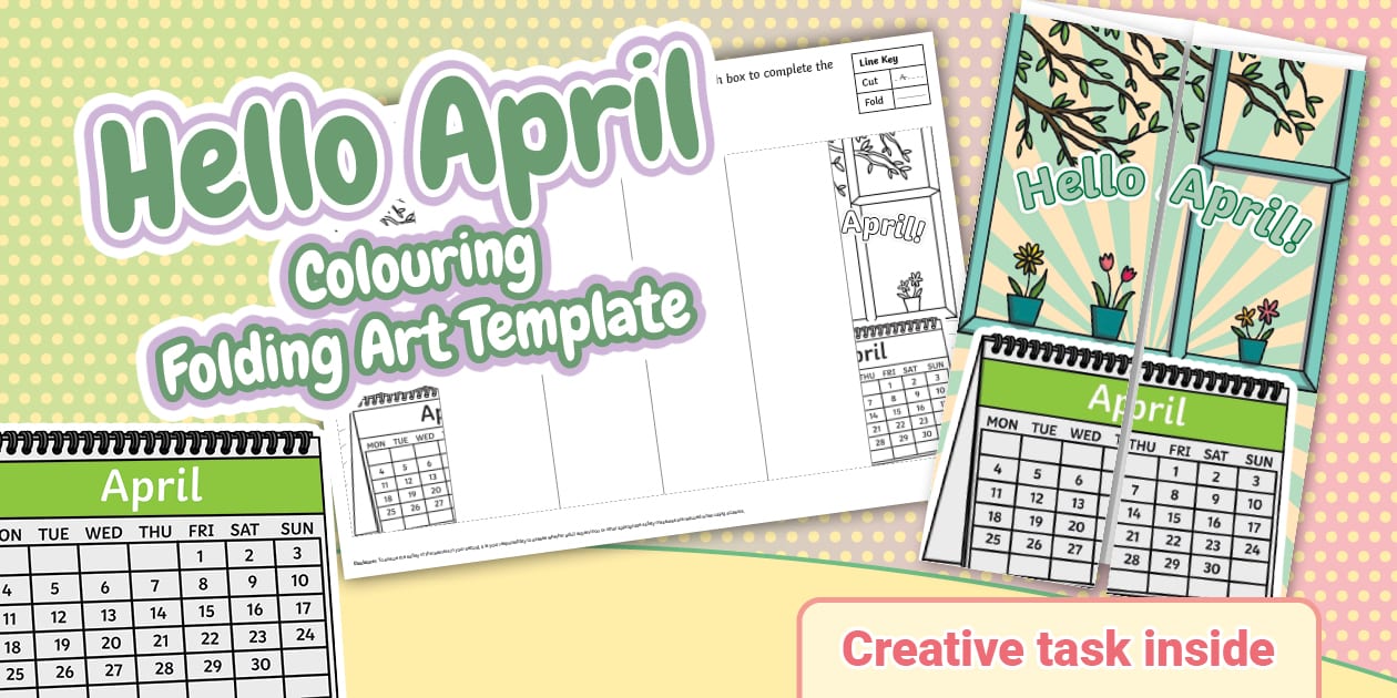 * NEW * Hello April Colouring Folding Art Template