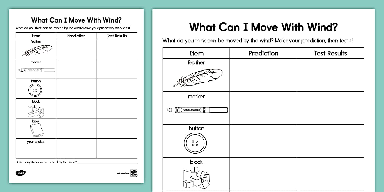 Early Childhood: What Can I Move With Wind? Worksheet