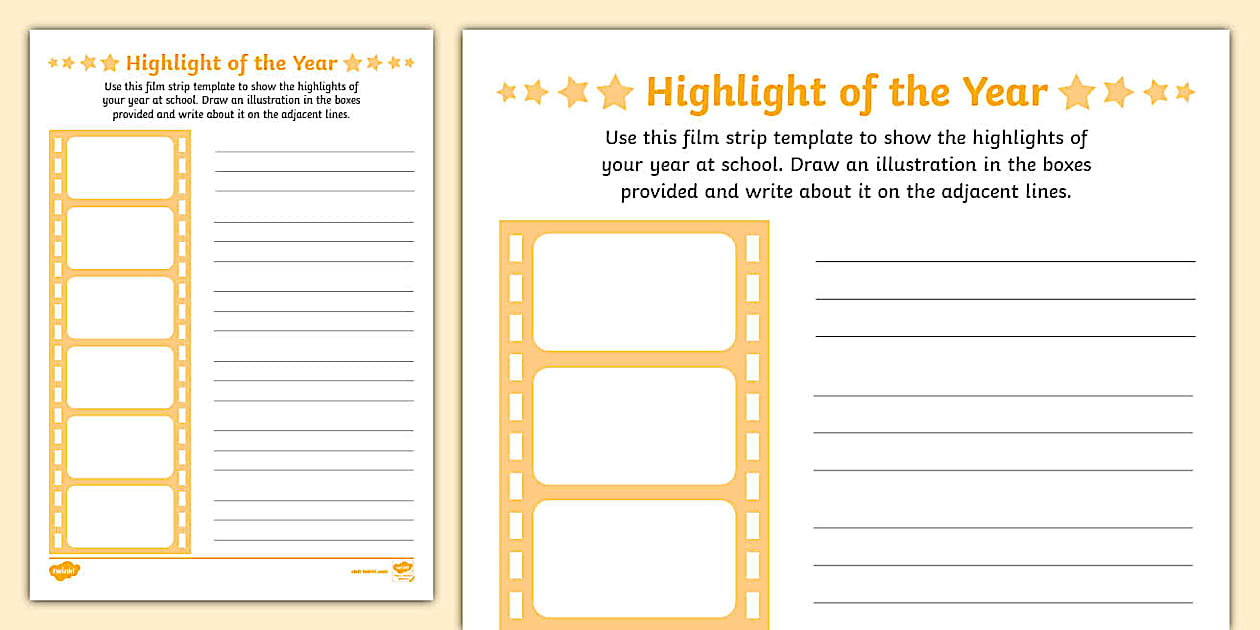 Highlight of the Year Film Strip Storyboard Template