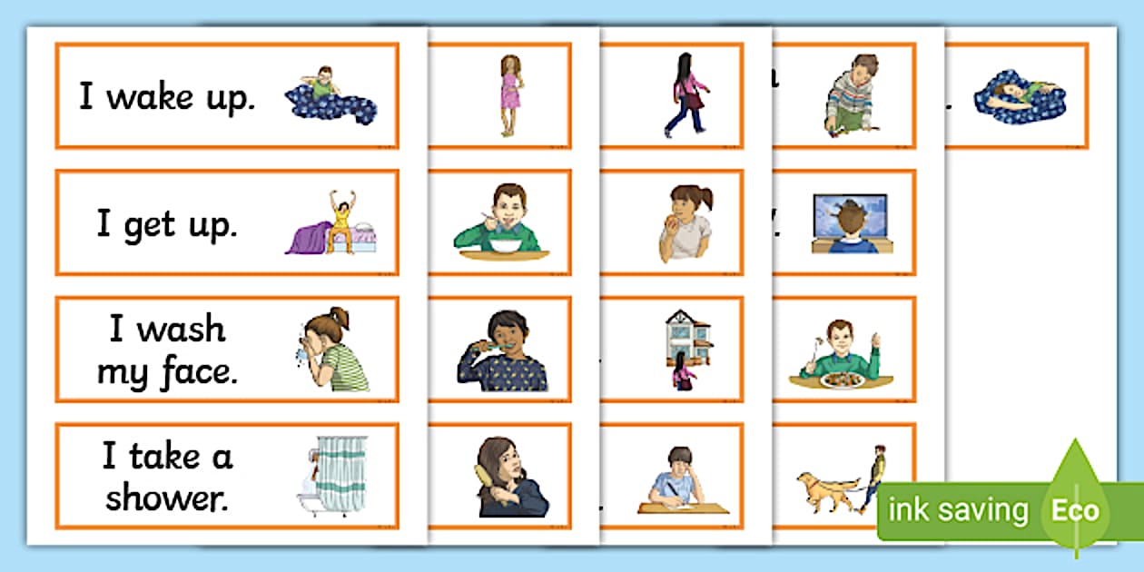 Vocabulary Cards: My Daily Routine (teacher made) - Twinkl