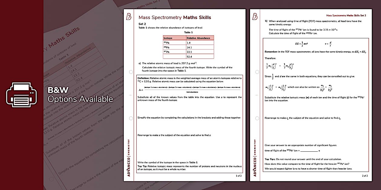 Mass Spectrometry Maths Skills Questions | A Level | Beyond